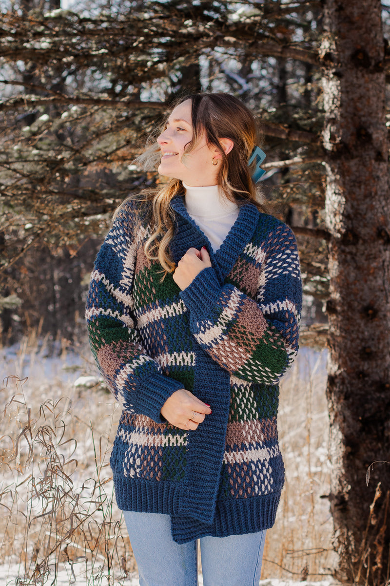 Plaid Cardigan Crochet Pattern – Knits 'N Knots Winnipeg